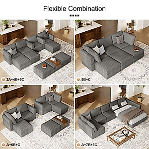 Belffin Fabric Modular Sectional Sofa Armrest Backrest Module Couch Side Sectional Part Armrest/Backrest Grey