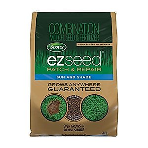 Scotts EZ Seed Patch & Repair Sun and Shade Mulch, Grass Seed, Fertilizer Combination for Bare Spots and Repair, 20 lb