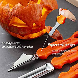Halloween Pumpkin Carving Kit, Professional Heavy Duty Carving Set, Stainless Steel Pumpkin Carving Tools for Halloween, Jack-O-Lantern Decoration Sculpting Set for Adults and Kids(7 PCS)