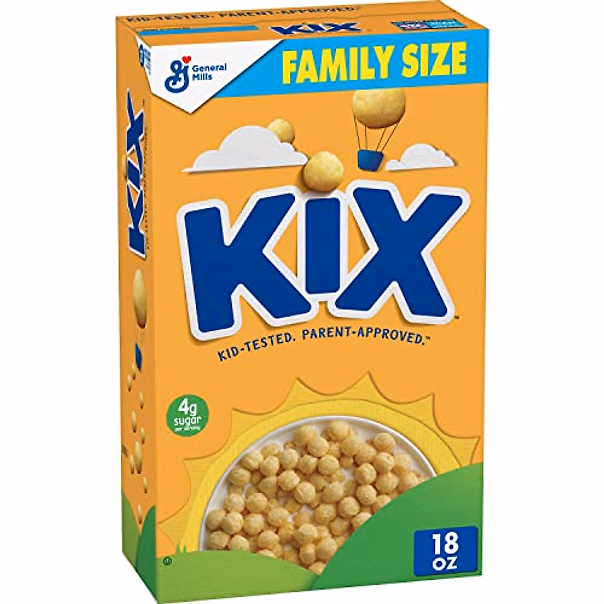 Kix Whole Grain Breakfast Cereal, Crispy Corn Cereal Puffs, Family Size, 18 oz