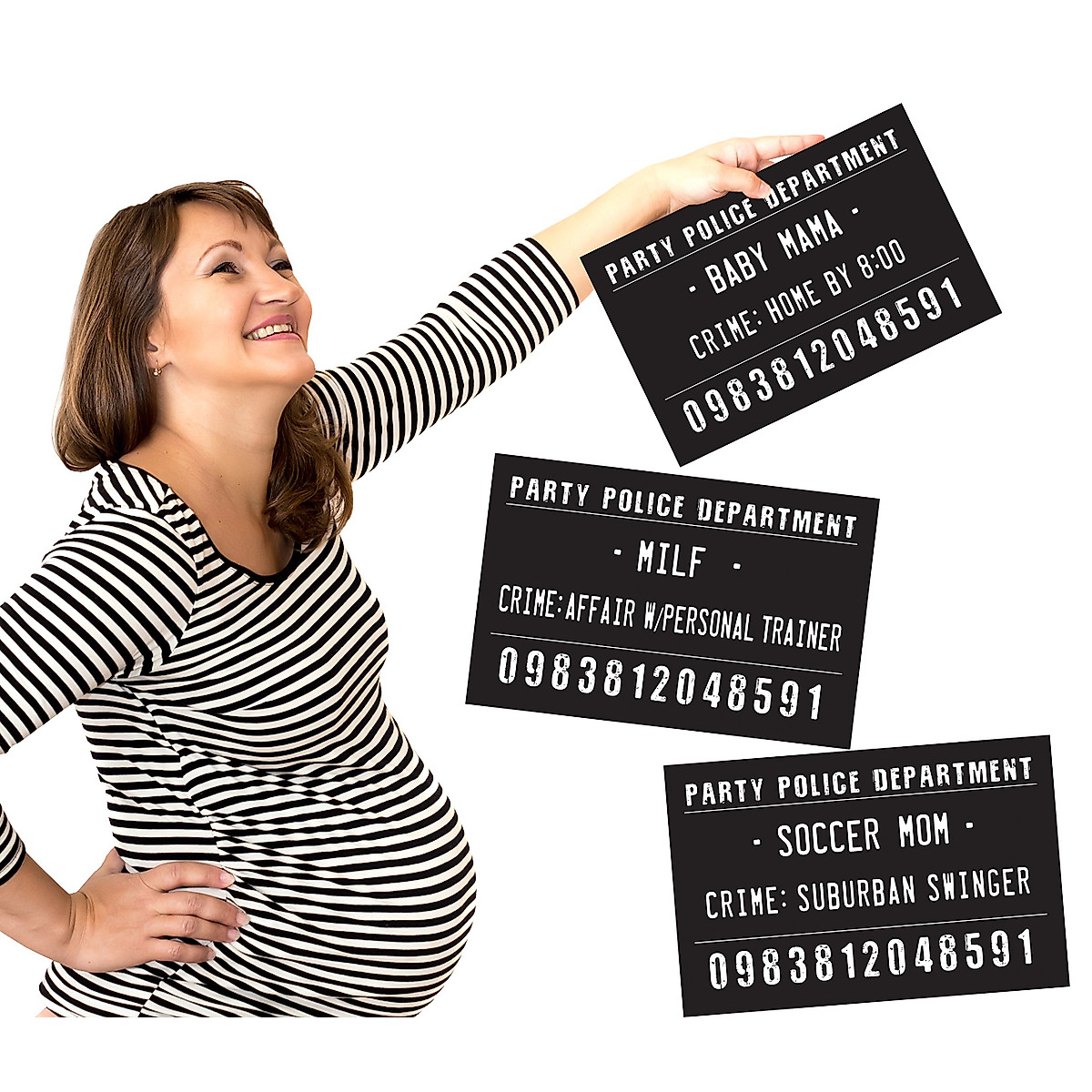 20 Funny Mugshot Signs (Black & White) - Selfie Photo Booth Prop Party Supplies for Bachelorette Party Games, Bridal Shower, Girls Night Out, Birthday, Wedding, Event Decoration Idea - Haute Soiree