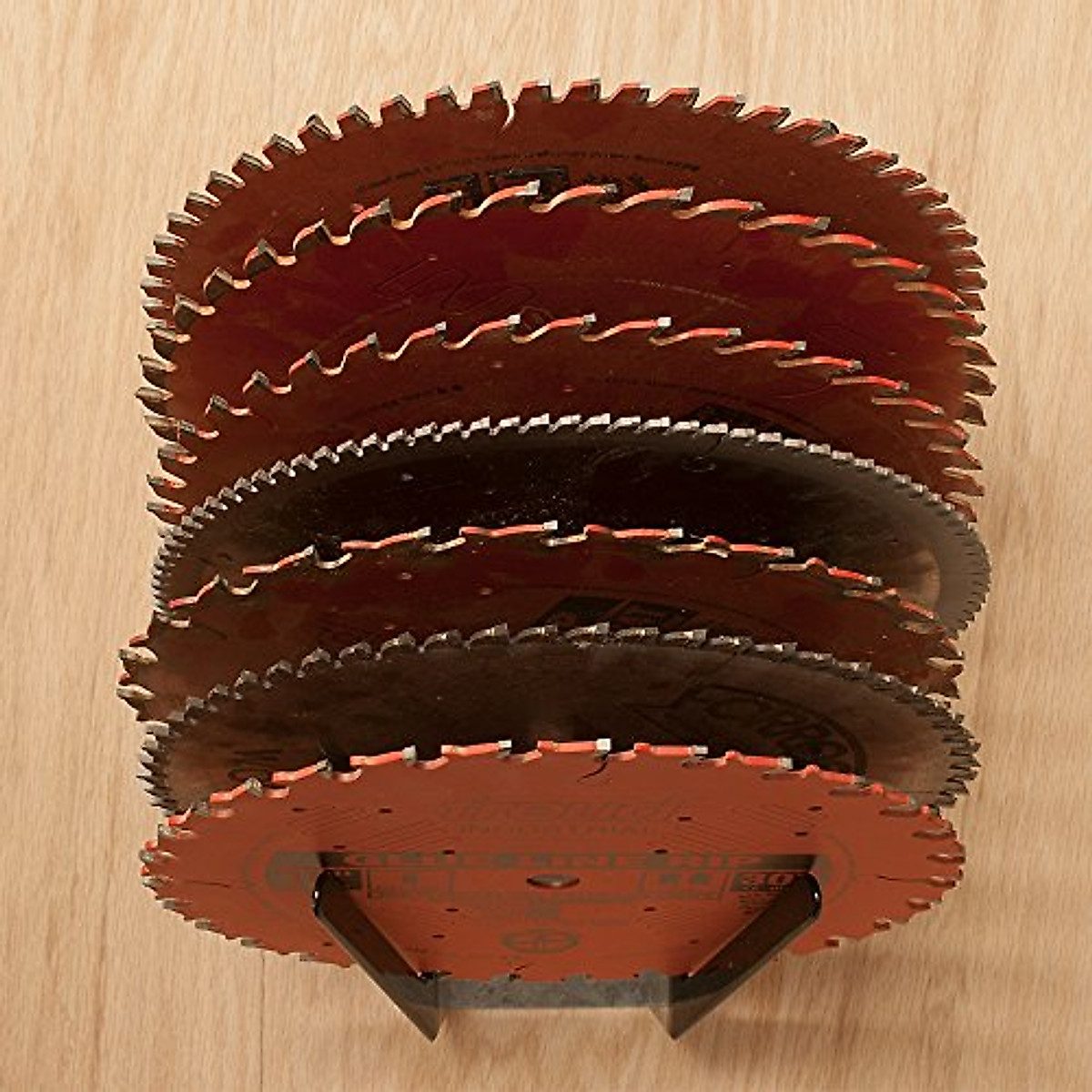 Peachtree 2271 Saw Blade Storage Rack. Safely Store Up to Eight Saw Blades. Store Table Saw Blades, Circular Saw Blades and Either 10" or 12" Blades