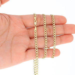 Nuragold 14k Yellow Gold 3.5mm Cuban Curb Link Chain Pendant Necklace, Mens Womens Jewelry 16" 18" 20" 22" 24" 26" 28" 30"