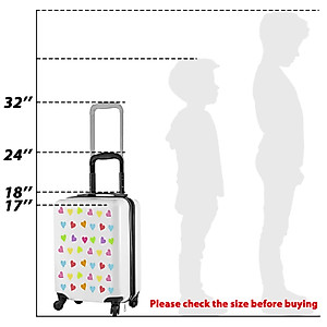 Sanwuta 4 Pieces Heart Luggage for Girls 17 Inch Kids Rolling Luggage White Travel Rolling Suitcase with Wheels Kids Luggage Set with Backpack Neck Pillow Name Tag