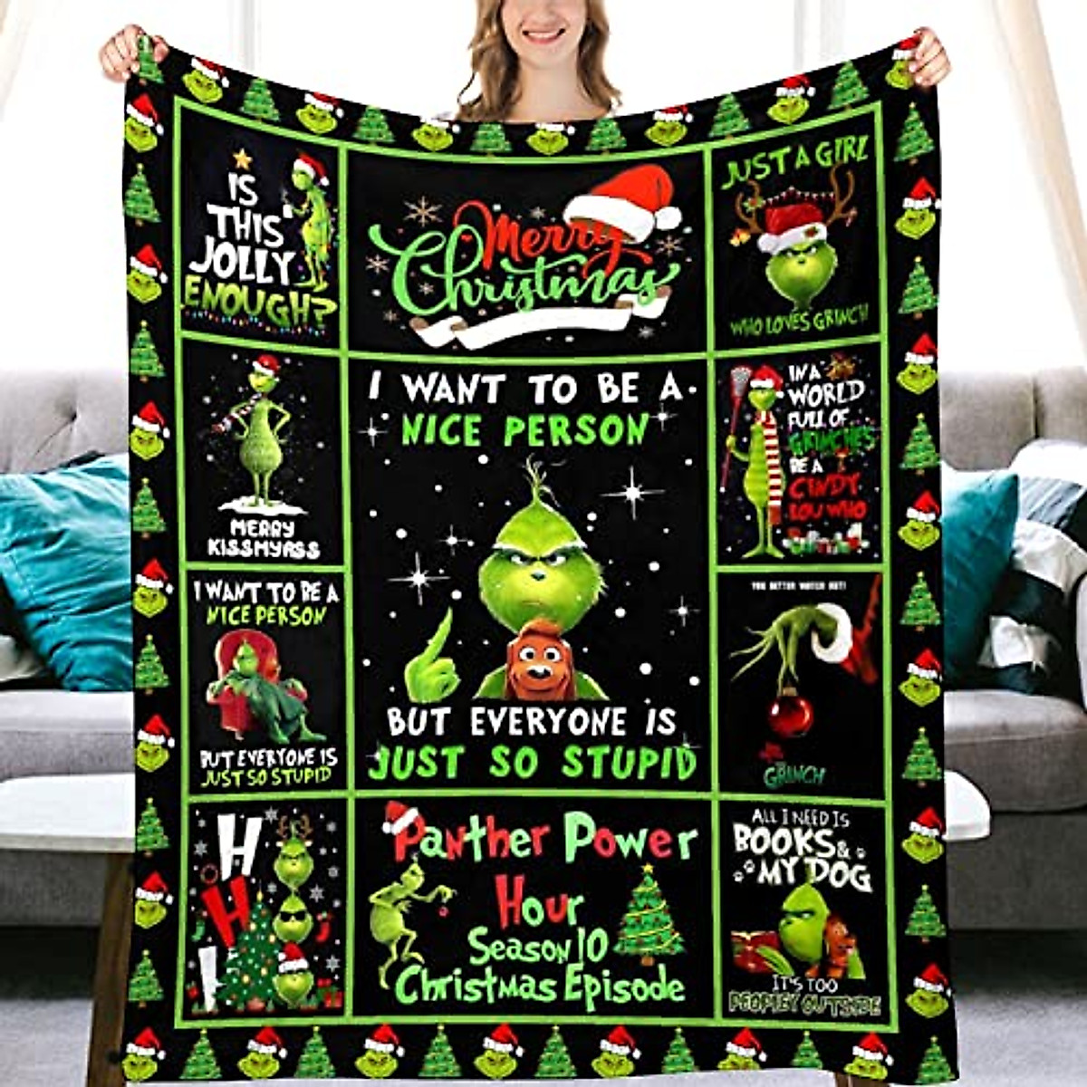 Ultra Soft Flannel Throw Blankets Christmas Party Decoration Blanket for Couch Sofa Living Room Kids Adults Gifts 60"x50"