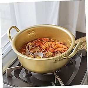 Housoutil Korean Ramen 1 Set Instant Noodle Pot Ramen Pot with Lid Pan with Lid Korean Noodle Pot Ramen Noodle Pot Sauce Pan Aluminum Tool Quick Heat Golden Ramen Cookware Ramen Cooker
