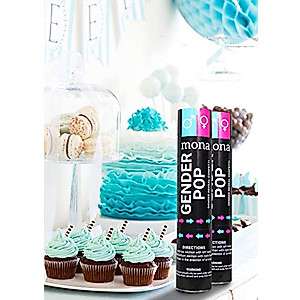 Mona Gender Reveal Confetti Cannon- 6-Pack (3 Blue, 3 Pink) - Gender Reveal Confetti Poppers, Baby Gender Reveal Party Supplies Kit, Great Gender Reveal Ideas