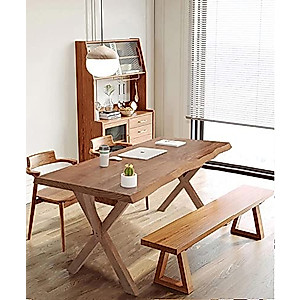 jinhuajinwei Solid Wood Long Desk for Home Ofiice Modern 55 inch Wide Computer Thick Sturdy Wooden Table