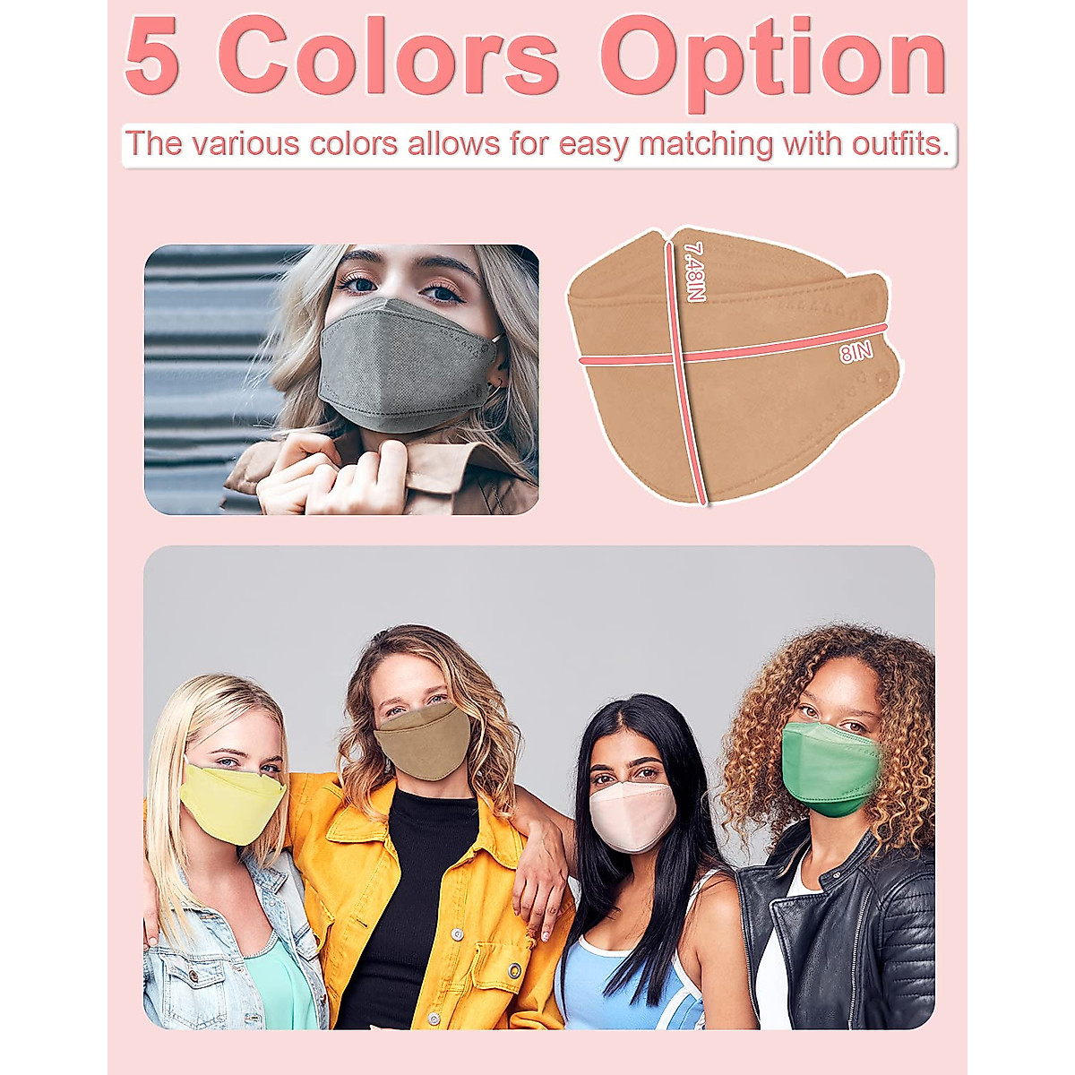 AOTDAOU KN95 Face Mask for Women Men, 20 Packs Earth Tone Print Masks Individually Wrapped, Disposable Colored Mask Comfortable Fit for Adult, 4-Ply Breathable Mask with Adjustable Nose Wire