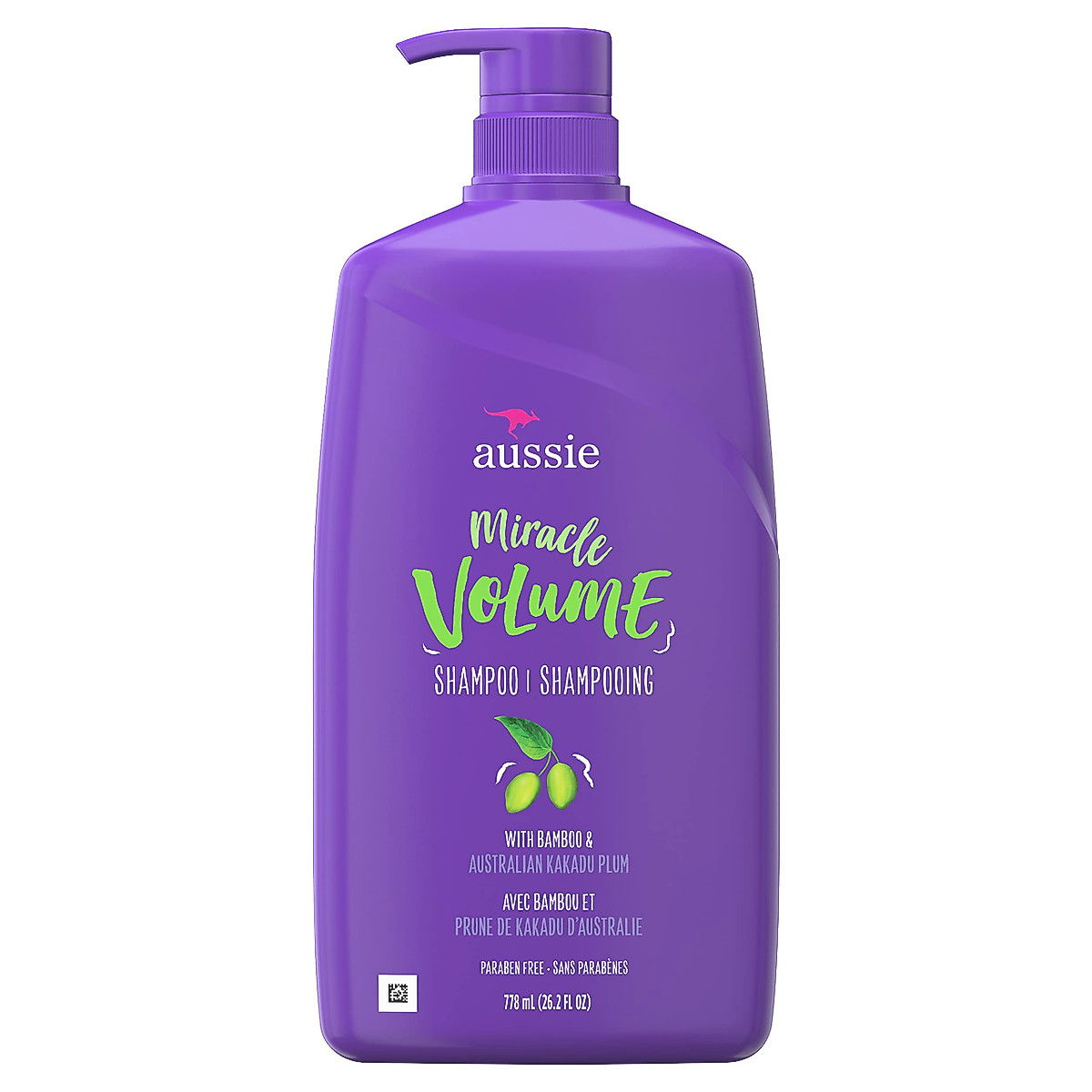 Aussie Miracle Volume with Plum Bamboo, Paraben Free Shampoo, 26.2 Fl Oz