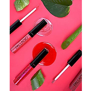 Palladio Lip Gloss, Non-Sticky Lip Gloss, Contains Vitamin E and Aloe, Offers Intense Color and Moisturization, Minimizes Lip Wrinkles, Softens Lips with Beautiful Shiny Finish, Champagne