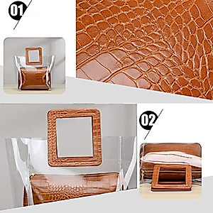 Composite Bags for Women Summer Beach Bags Female Casual Tote Luxury Handbags Designer Transparent Clear Handbags (Brown)