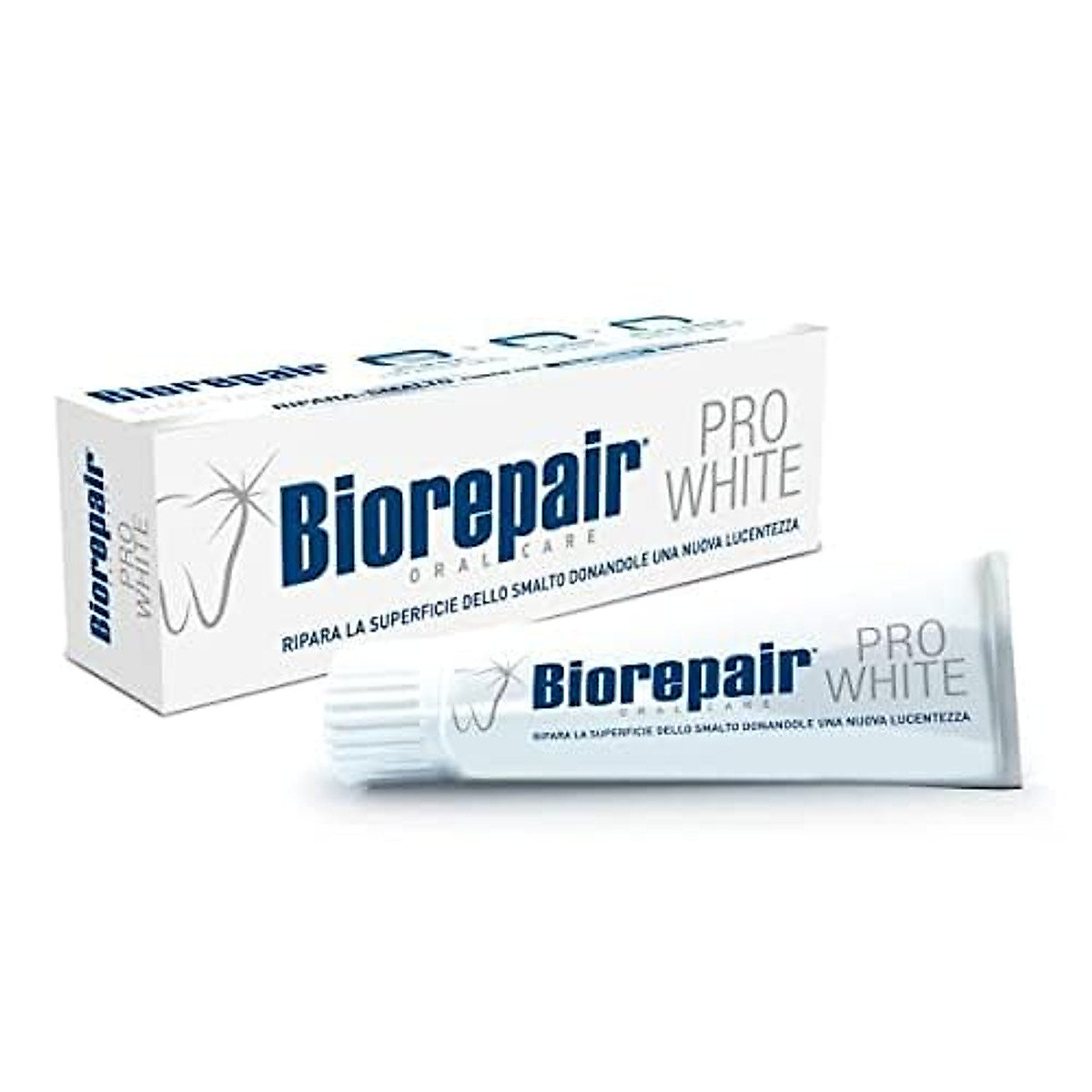 Biorepair: "Pro White" Whitening Toothpaste with microRepair - 2.5 Fluid Ounce (75ml) Tubes (Pack of 2) [ Italian Import ]