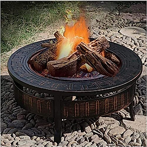 LEAYAN Garden Fire Pit Portable Grill Barbecue Rack Fire Pit Bonfire Wood Burning Patio Coal Grill Firepit for Grill Charcoal Grill with Spark Screen Poker with Cover BBQ Cooking for Camping Backyard