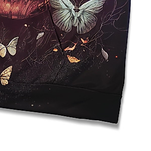 TiwBski Men's Novelty Skull Print Hoodies Sweatshirt Pullover with Pocket,Brown,XL