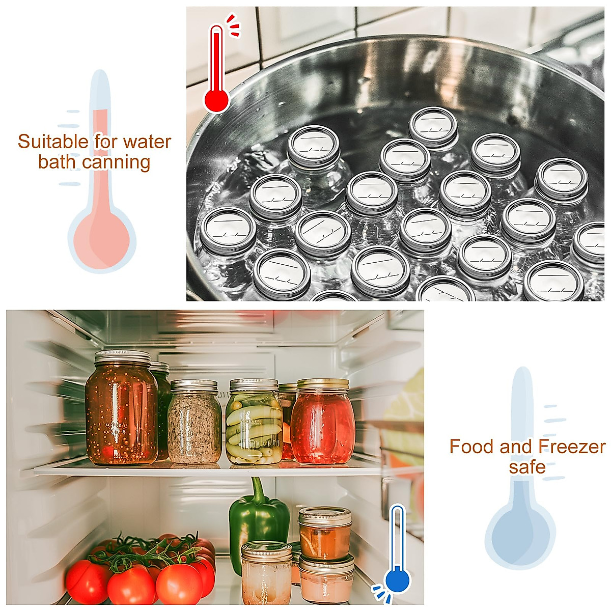 Canning Jar Lids With Rings For Mason Regular Mouth 24Pcs Regular Mouth Kerr Ball Jars Lids With Rings Good Sealing Performance Food Grade Material Kerr Mason Jars For Canning Food Fruits DIY Jam