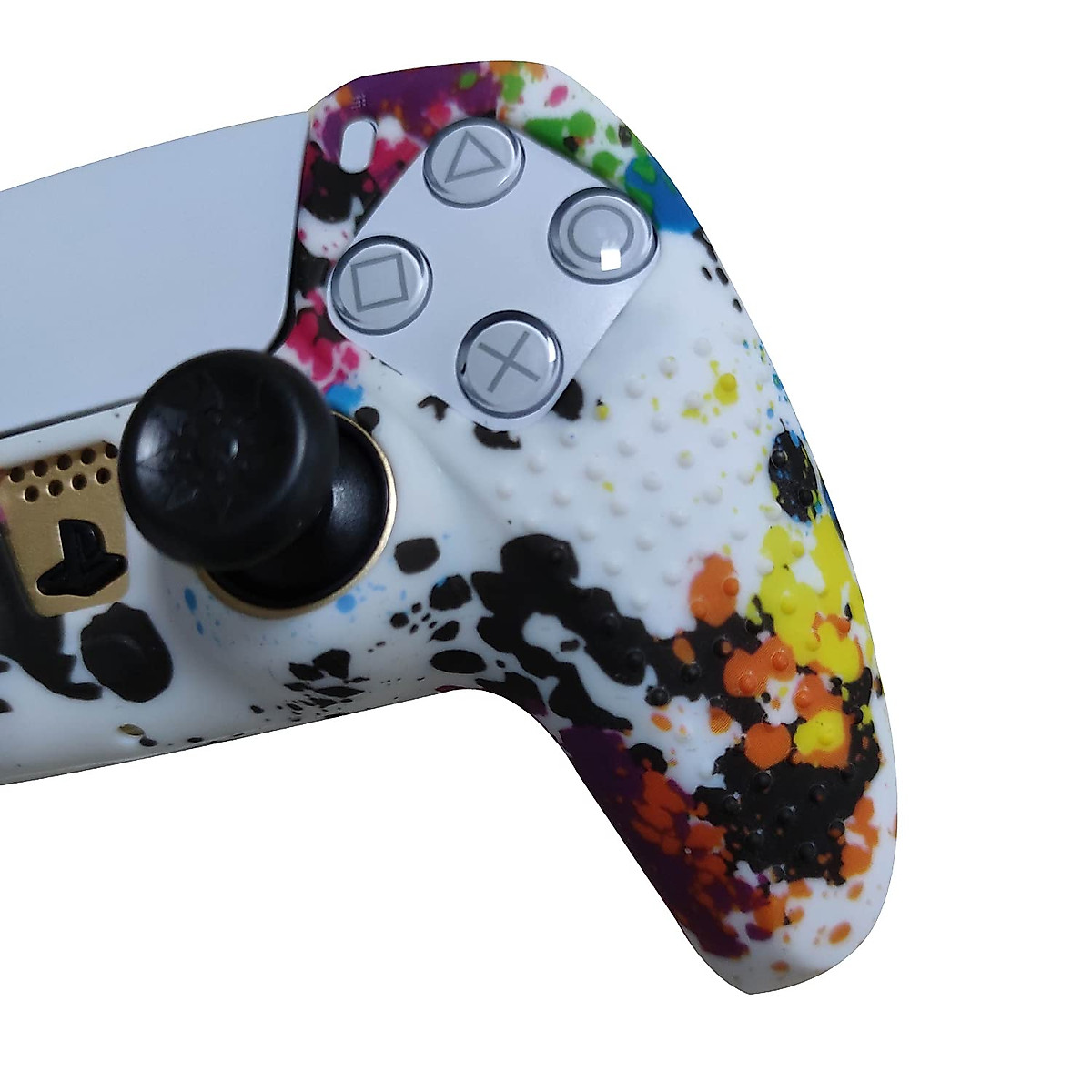 PS5 Controller Skin Shell Case Studded Silicone Grips Cover Protector Rubber Accessories Shell for Playstation 5 PS5 DualSense Controller Gamepad Joystick with 10 Thumb Grip (Studded White)