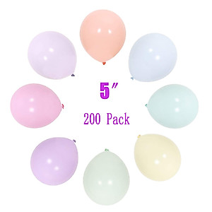 5 Inch Mini Pastel Balloons 200pieces Assorted Macaron Rainbow Party Balloons for Wedding Birthday Baby Shower aibushishou