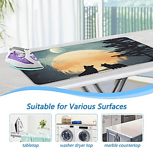 GOODOLD Wolves Under The Moon Ironing Mat Portable Travel Ironing Pad for Washer,Dryer,Table Top, Iron Board Alternative Cover, Large Heat Resistant Ironing Blanket