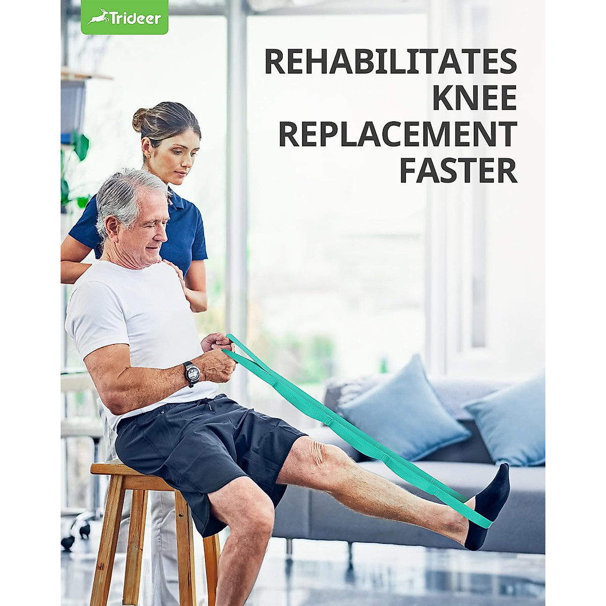 Trideer Stretching Strap Yoga Strap Yoga Band for Physical Therapy, 10 Loop Non-Elastic Yoga Straps for Stretching, Pilates, Exercise & Dancing, Stretch Band with Aesthetic Packaging for Women & Men