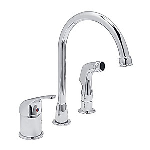 Huntington Brass K2780001-Z Single Control Faucet, 360 Degree Swing Angle, High Arc Gooseneck Spout, Matching Finish Side Sprayer Kitchen, Chrome