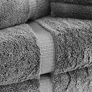 Towel Bazaar Premium Cotton Super Soft and Absorbent Turkish Towels (8-Piece Towel Set, Gray)