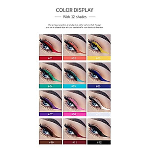 BestLand 12 Colors Matte Liquid Eyeliner Set Rainbow Colorful Neon Eyeliner Pencil Pigmented Waterproof Smudgeproof Long Lasting Gel Eye Liner Christmas Makeup Gift Kit for Women (Set E)