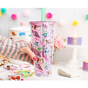 Silver Buffalo Harry Potter Honeydukes Icons Carnival Cup with Lid and Straw | Holds 24 Ounces