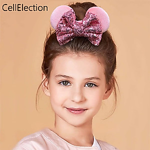 6 Pack Mouse Mickey Ears Scrunchies Velvet Sparkle Sequin Minnie Bows Hair Scrunchies Hair Ties Elastic Rubber Bands Ponytail Holders for Kids Women Girls Adult Christmas Party Decoration