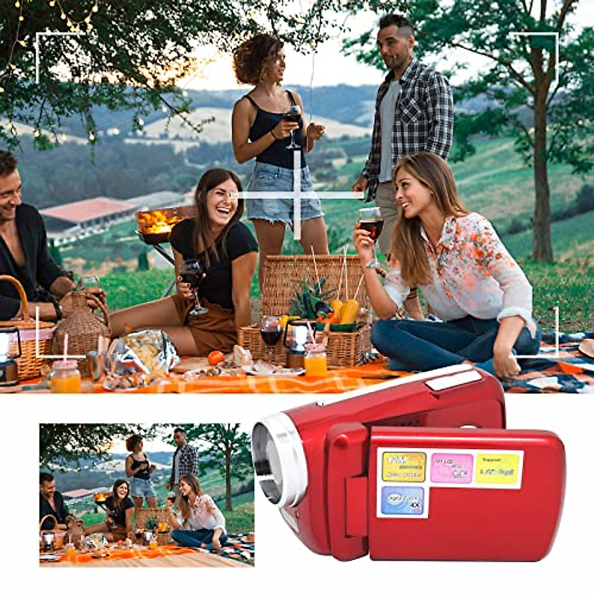Digital Video Camera 12 Million-pixels 1.8 Inch Camera, Entry-level Camera 4x Digital Zoom Camera All-in-one Machine, Professional Digital Camera with Built-in Micphone&Speaker (Red)