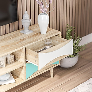 TV Stands for Living Room - 59” Brown Oak TV Stand for Bedroom - Media Entertainment Center - Media Cabinet TV Stand with Storage - Modern TV Stand for 60 Inch TV with Doors & Shelves