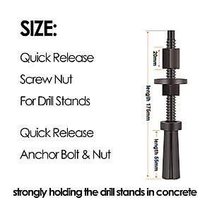 Quick Release Core Drill Stand Anchor Bolt & Nut Reusable Expansion Bolt M12 Threaded Bolt Perfect for Anchoring Core Drilling Machines, Rig Stands, Wall Saw Track and Wire Saws 2 Sets