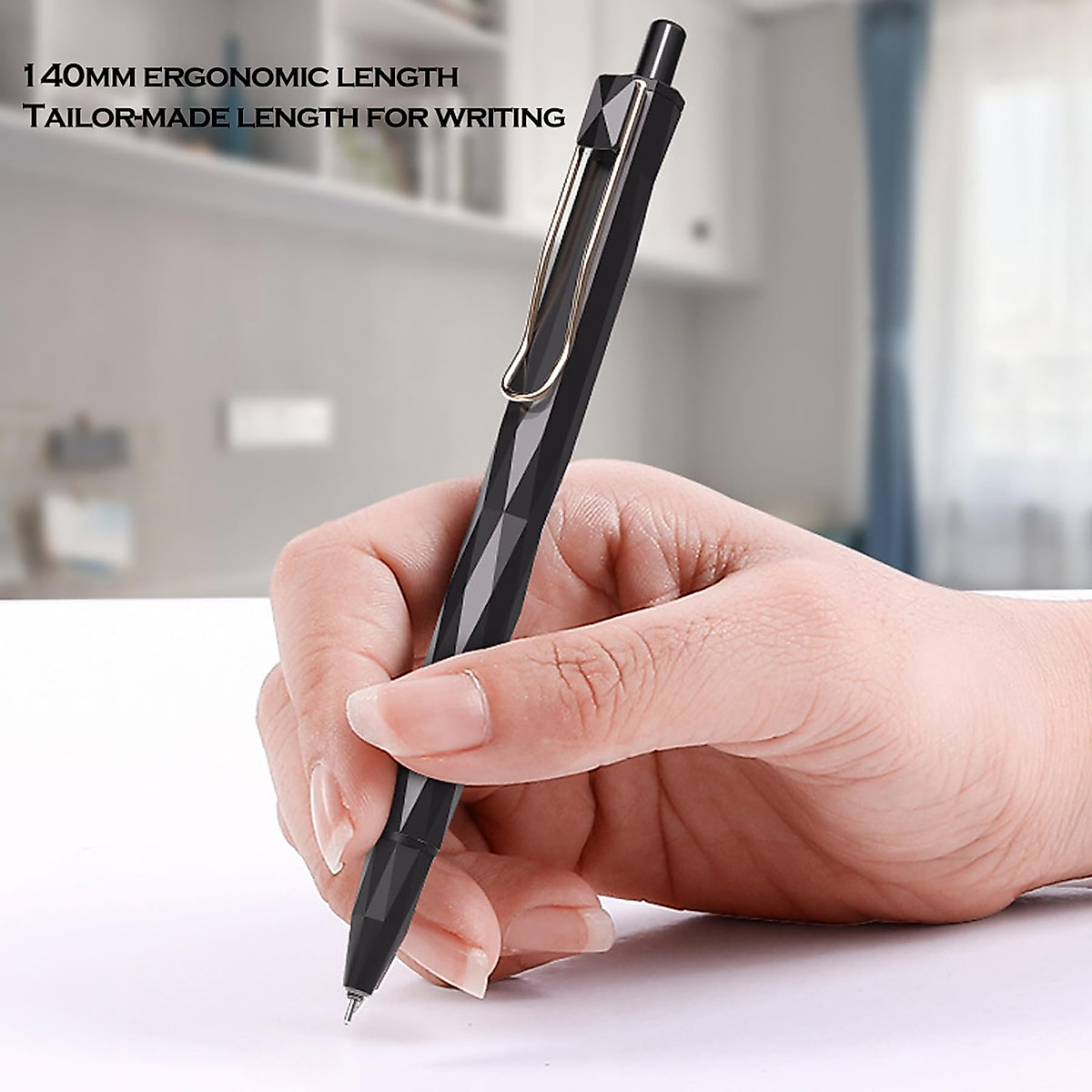 DUNBONG Retractable 0.5mm Porous Point Pen, Black ink gel pens, Box of 6 Pens (White Packs of 6)