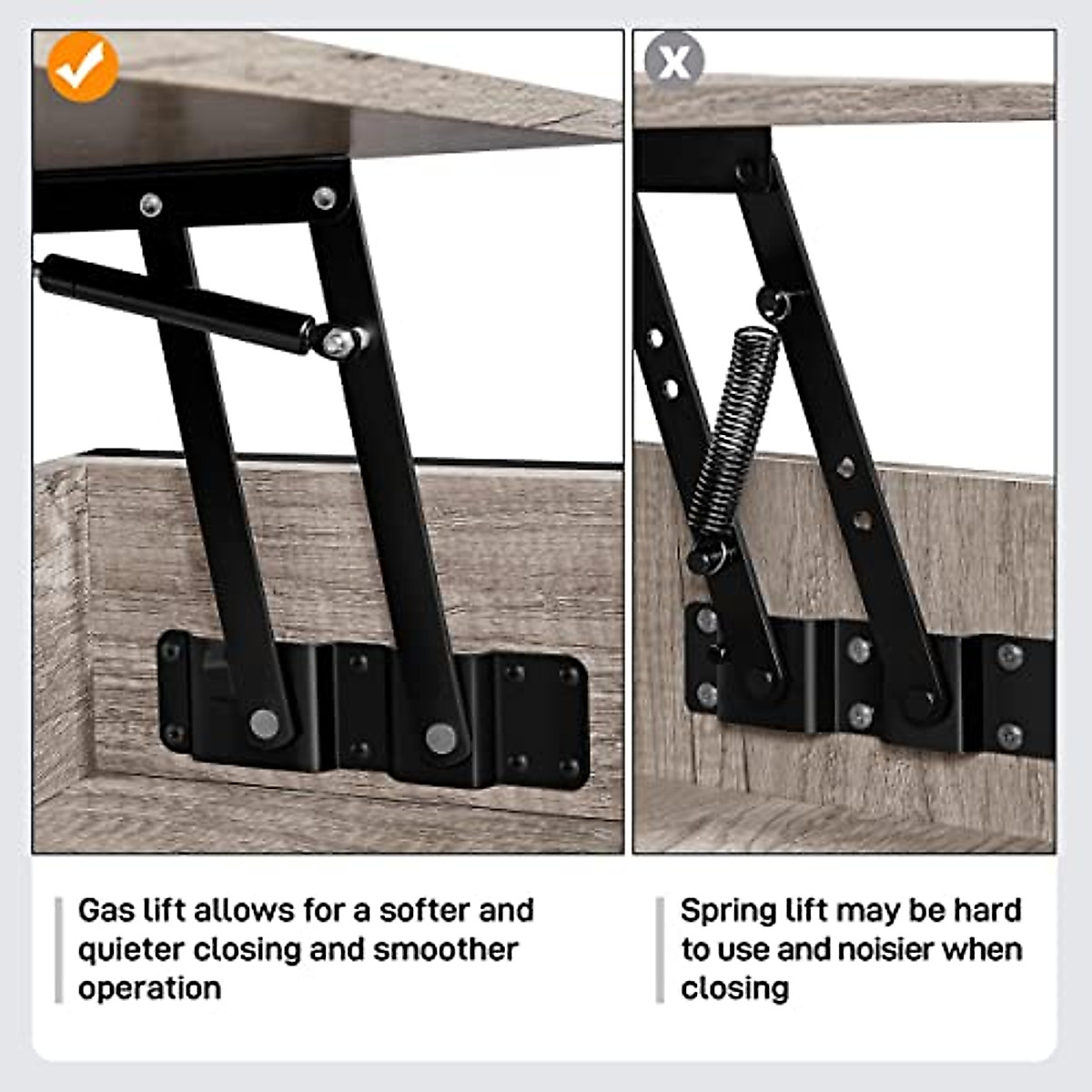 Yaheetech Lift Top 41 in Coffee Table with Hidden Storage Compartment, Wooden Lift Up Central Table for Living Room, Reception Room, Industrial Style, Gray