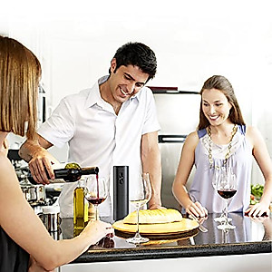 KIEKRO Electric Wine Opener, Battery Powered Wine Opener, One-Click Automatic and Reusable Easy to Carry Wine Cork Remover, Suitable for Wine Enthusiasts, Gifts, Family Kitchens, Parties (Black)