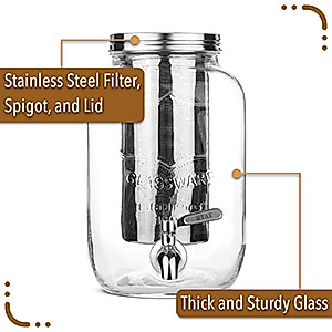 BTaT- Cold Brew Coffee Maker, 1 Gallon Mason Jars Drink Dispenser, Gallon Cold Brew Coffee Maker, Iced Tea Maker, Cold Brew Coffee Carafe, Beverage Dispenser, Glass Dispenser, Cold Brew System
