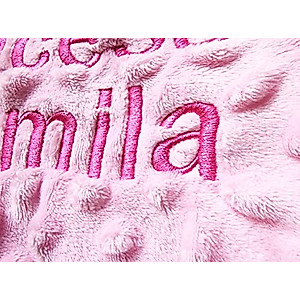 Embroidery Baby Blankets for Girls with Name - Personalized Baptism Gifts - Custom Baby Blanket with Name and Princess Little Star - Super Soft Security Newborn Blankets - Pink Color