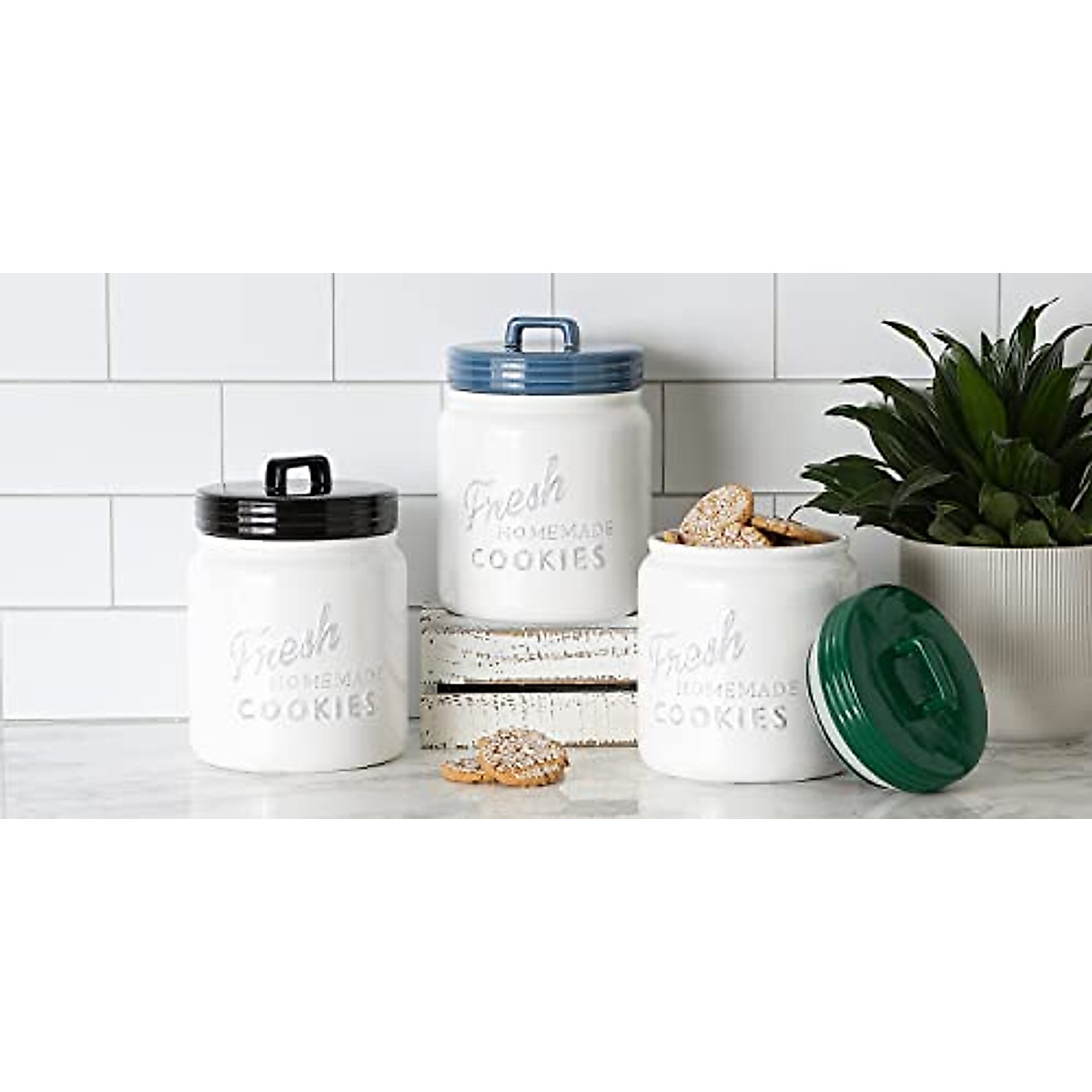 DII Kitchen Accessories Collection Ceramics, Cookie Jar, Black