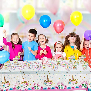 Unico Themed Party Supplies Set,Cake Plates,Cups,Napkins,Tablecloth,Straws&Decoration,Paper Disposable Tableware Set for Girls Children Birthday Party or First ,Baby Shower, Serves 16 Guests