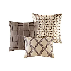 Madison Park Signature Cozy Comforter Set - All Season Bedding Combo Filled Insert and Removable Duvet Cover, Shams, Decorative Pillows, King (110 in x 96 in), Geometric Grey 10 Piece