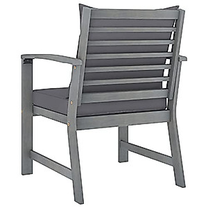 Outdoor Chair Mid Century Design Comfortable Armchair for Porch, Patio, Lawn, Garden, Backyard, Deck,Patio Chairs 2 pcs with Dark Gray Cushions Solid Acacia Wood,Fast Delivery