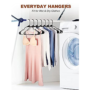 Jersow Black Plastic Hangers 50 Pack, Clothes Hangers Space Saving, Heavy Duty Coat Hangers for Closet, Non Slip Clothing Notched Hangers, Durable Slim Black Hangers for Coat, Shirt, Short, Suits