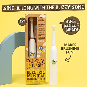 Jack N' Jill Kids Buzzy Brush Electric Musical Toothbrush - Kids Electric Toothbrush Age 3 and Up, Singing Toothbrush, Tri Color LED, Water Resistant, Child Safe, Battery Operated - (Pack of 1)