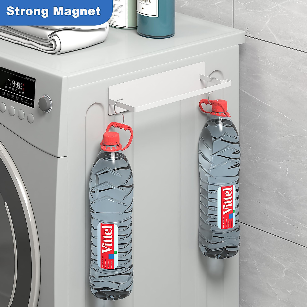 Magnetic Hanger Organizer, Thipoten 2Pack Hangers Holder for Dryer/Washing Machine, Holding up to 30 Velvet/Wire/Plastic Hangers, Perfect Space Saver for Laundry Room (2, White)