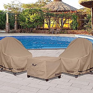 ULTCOVER Waterproof Patio Ottoman Cover Square Outdoor Side Table Furniture Covers Size 22L x 22W x 18H inch