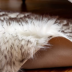 Faux Fur Shag Rug Extra Soft Fluffy Carpet for Any Room Decor 2' x 3' White & Black Tips