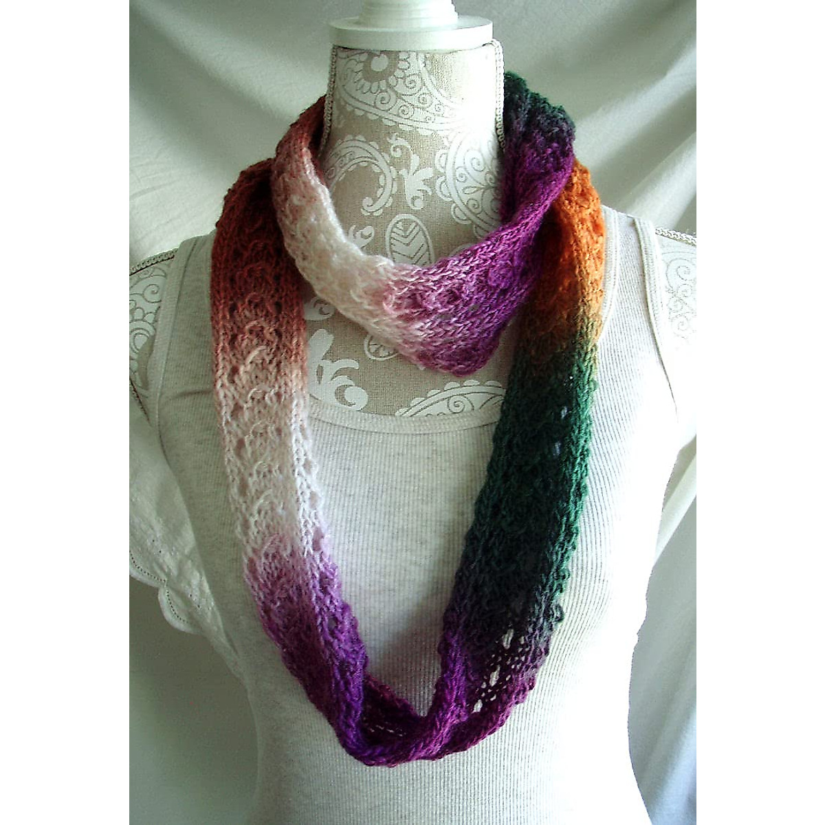 Lace Infinity Scarf Warm Knit Wool Circle Neck Warmer Cozy Loop Style Wrap