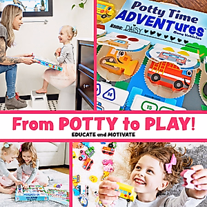 Potty Time Adventures Toddler Potty Training Chart by Lil ADVENTS - 14 Wooden Stacking Blocks / Prizes, Potty Training Advent Game - Behavior Reward Chart, Stickers & Activity Board - Unicorn Friends