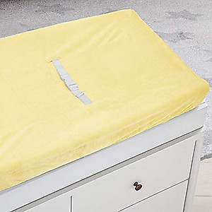 American Baby Company Heavenly Soft Chenille Fitted Contoured Changing Pad Cover, Maize, for Boys and Girls, 16x32x4 Inch (Pack of 1)