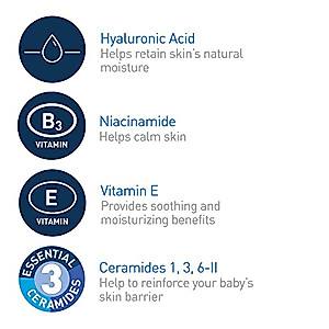 CeraVe Baby Lotion | Gentle Baby Skin Care with Ceramides, Niacinamide & Vitamin E | Fragrance, Paraben, Dye & Phthalates Free | Lightweight Baby Moisturizer | 8 Ounce | Packaging May Vary